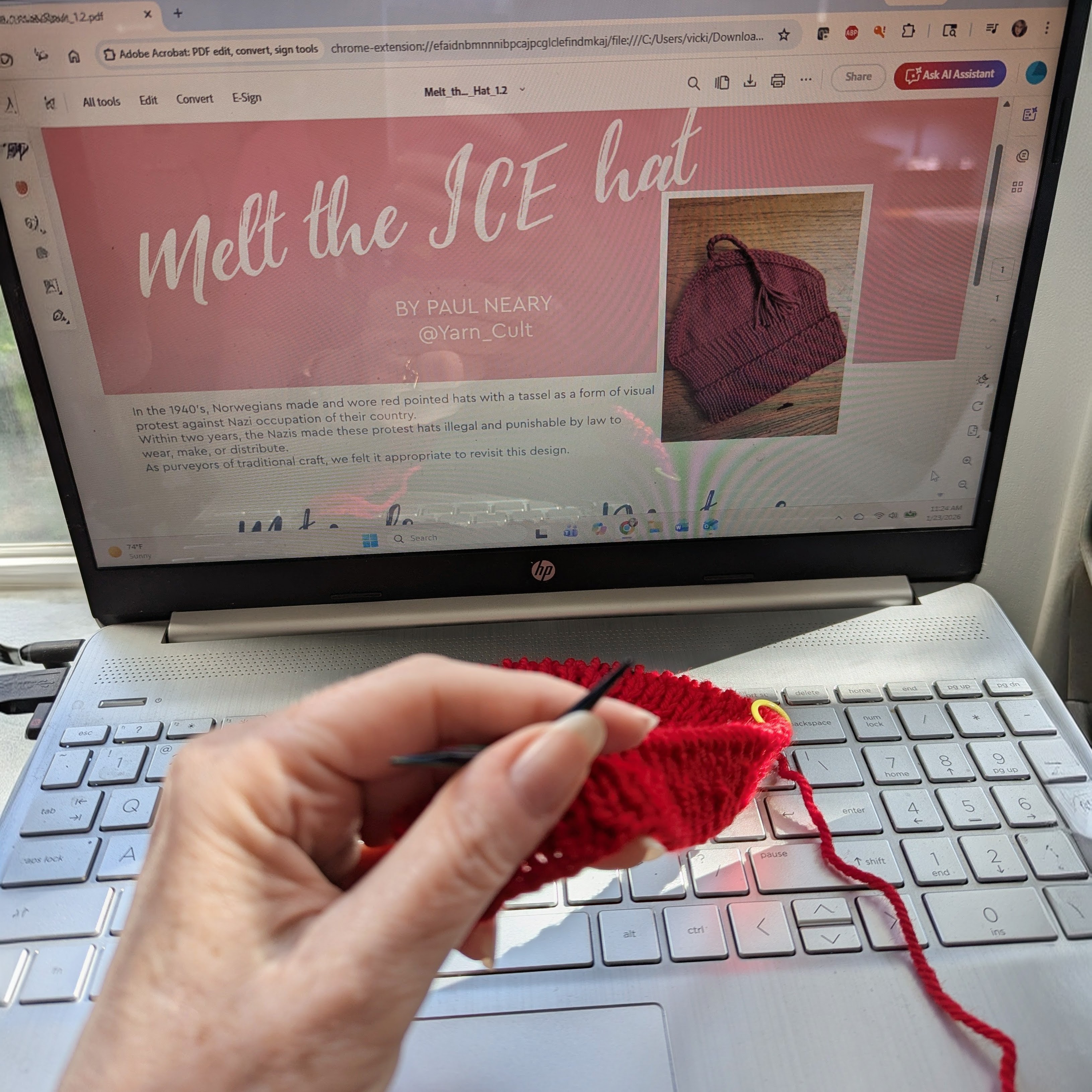 Melt the ICE Red Hat: When Knitting Speaks – Common Threads
